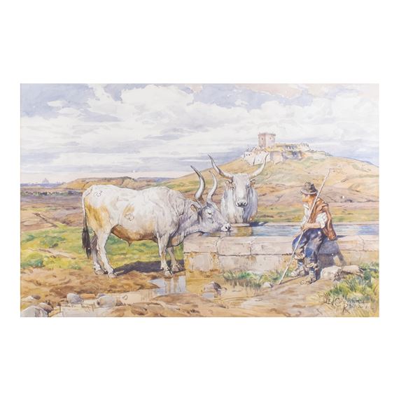 Enrico Coleman | Shepherd with oxen | MutualArt