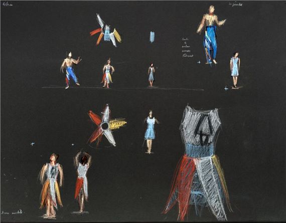 Jean Hélion | Études de costumes et de plan de scène (Circa 1962 ...