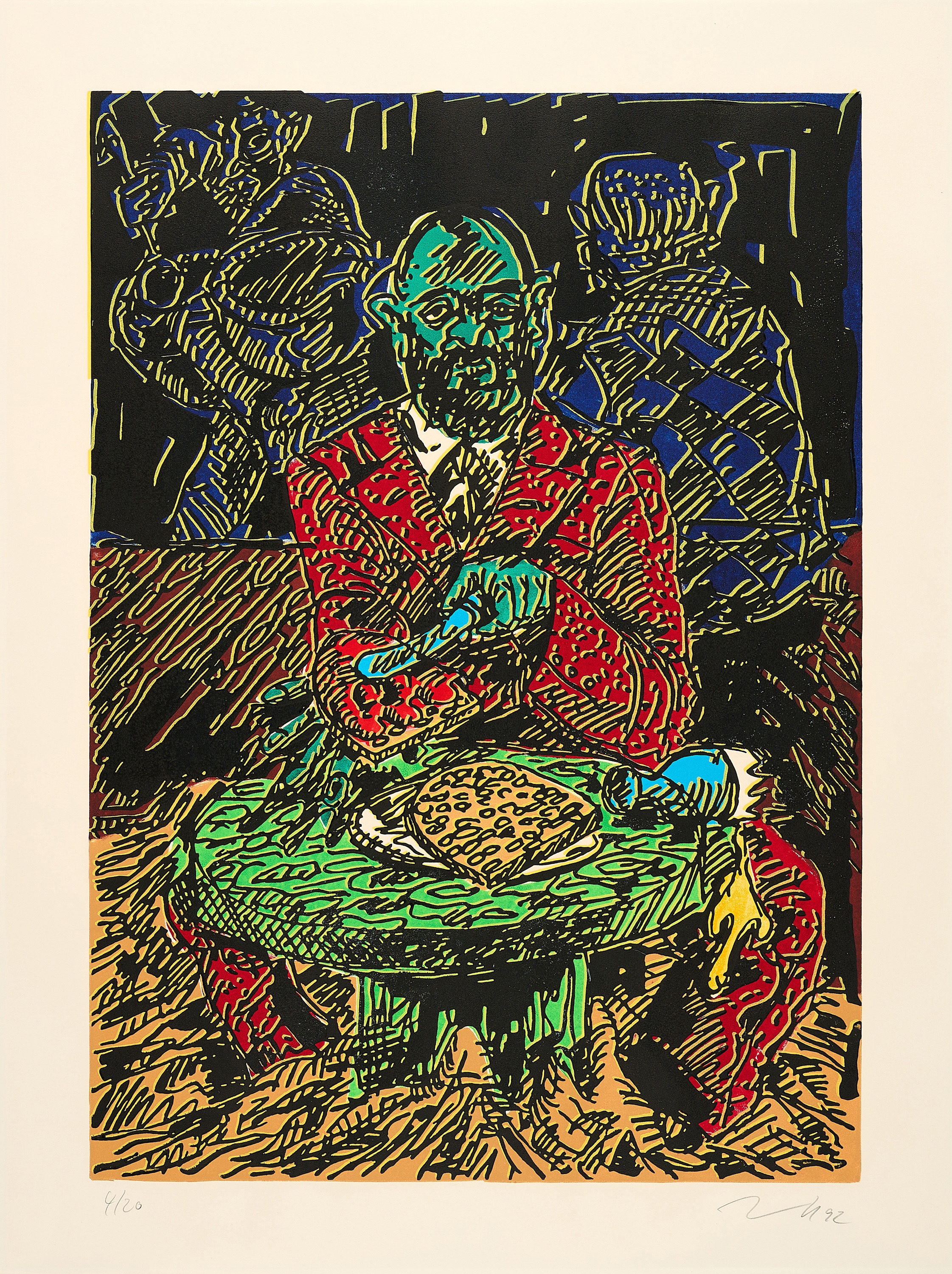 Jörg Immendorff | Baselitzfrühstück (1992) | MutualArt