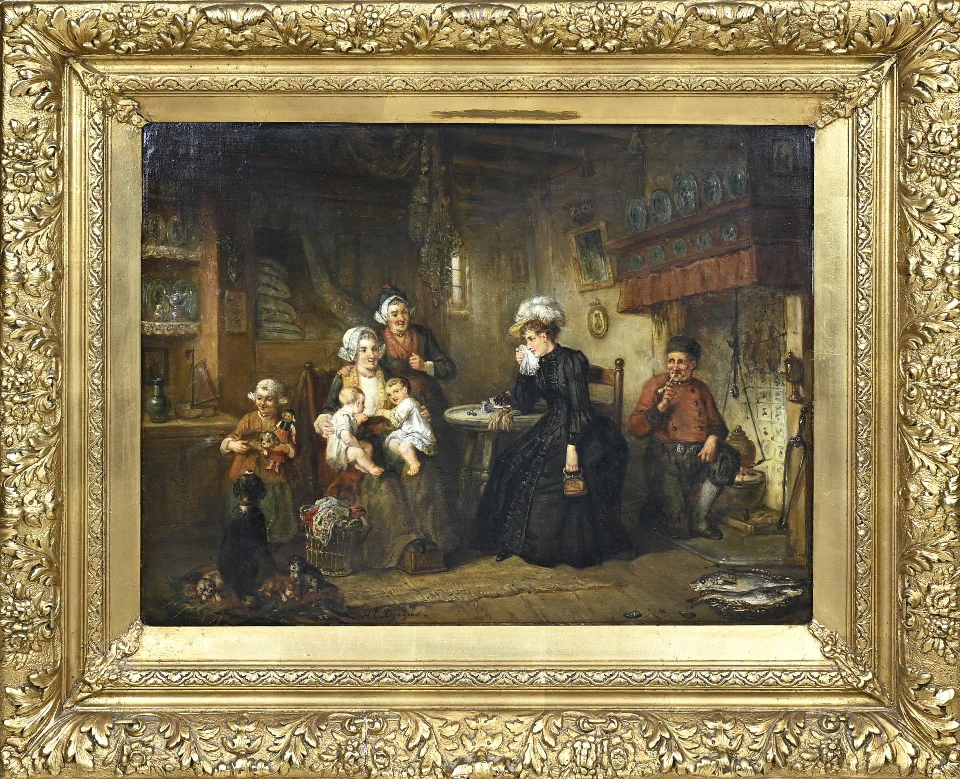 Henricus Engelbertus Reijntjens | Boeren interieur met familie en edele ...