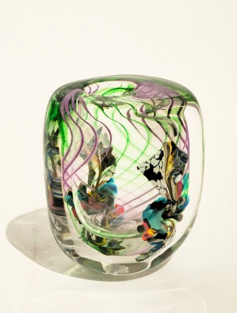 Robert Pierini | Blown glass vase with polychrome inclusions | MutualArt