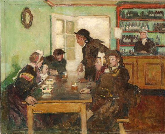Lucien Joseph Simon | Le cabaret breton en pays bigouden (Circa 1899 ...