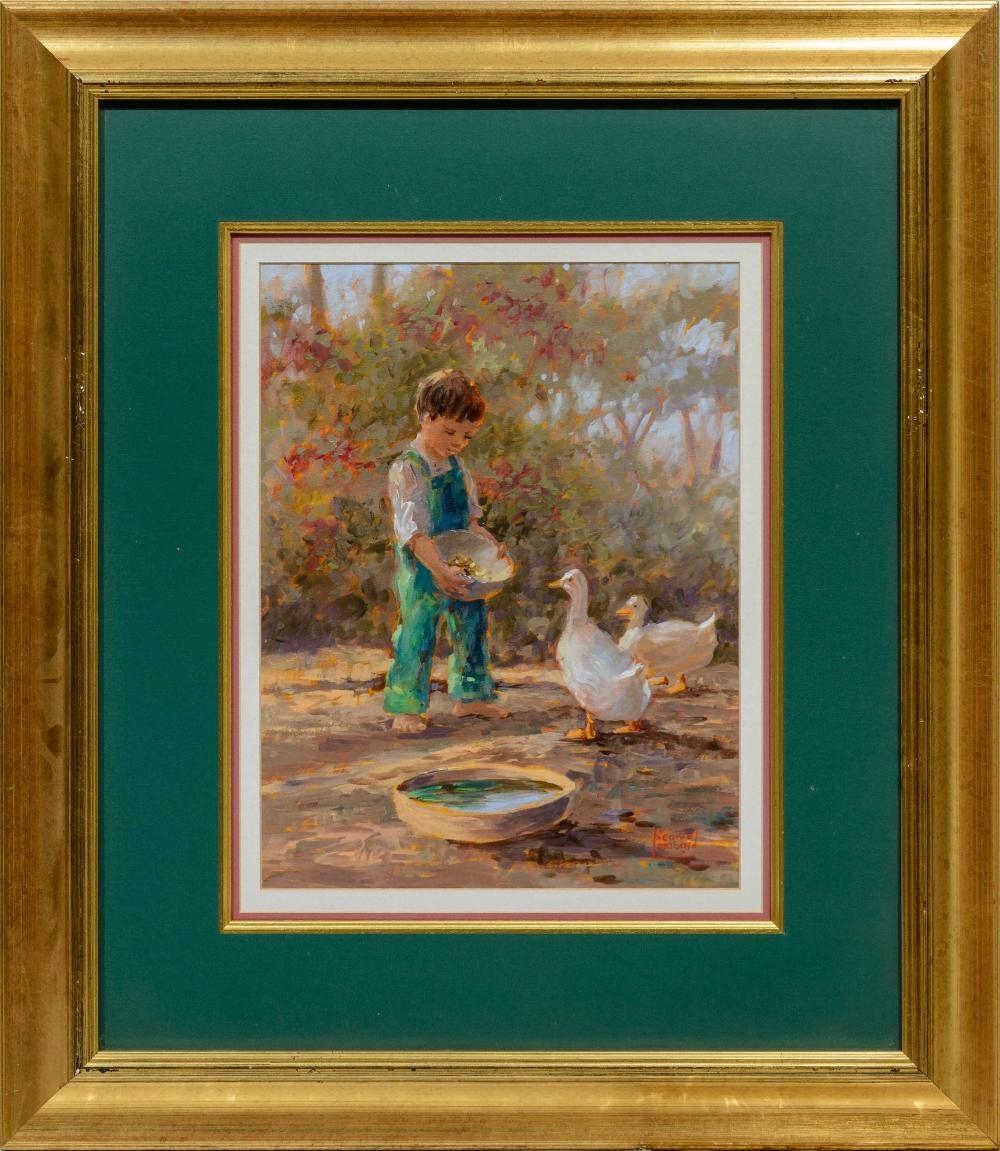 Lienkie Lombard | Boy Feeding Geese | MutualArt