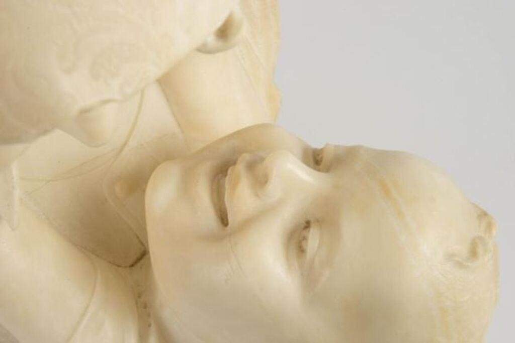 Emilio Fiaschi | Mother & Child Alabaster Bust Sculpture | MutualArt