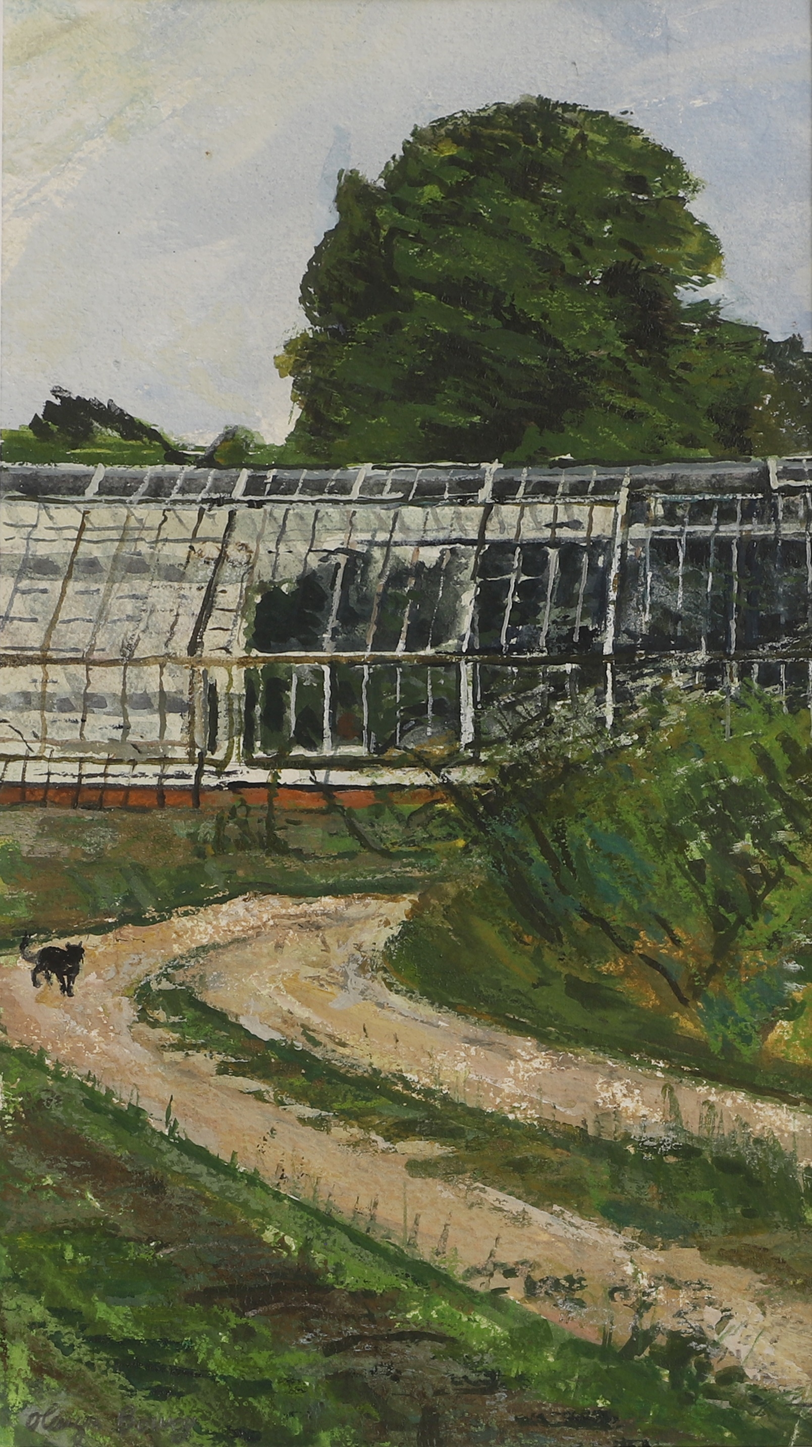 Olwyn Bowey | Greenhouse and black cat | MutualArt