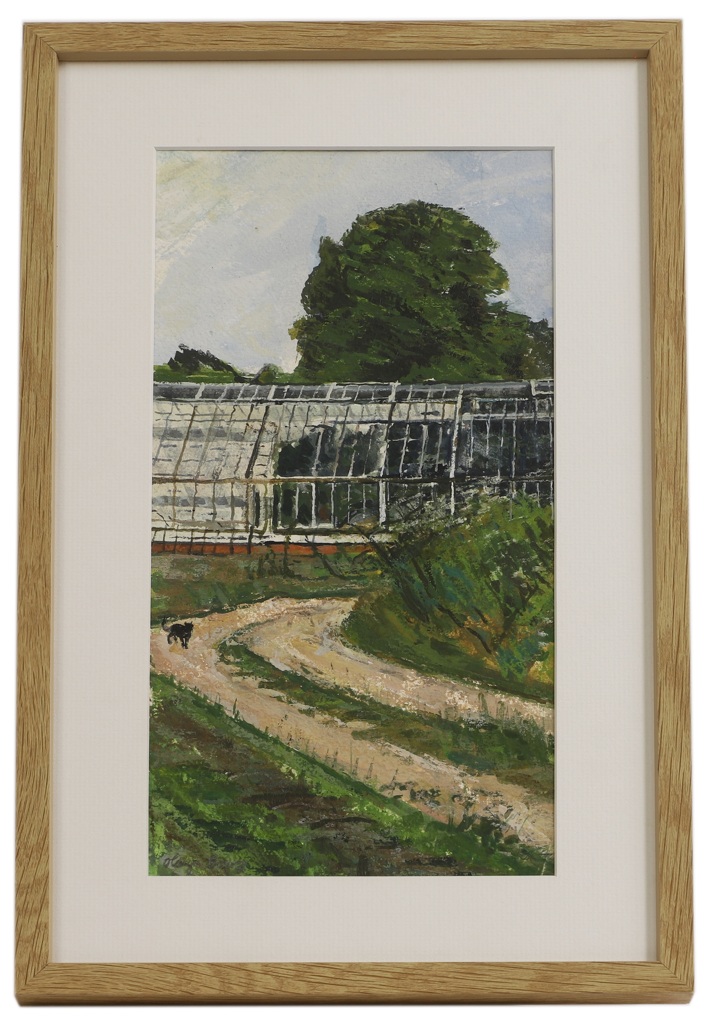 Olwyn Bowey | Greenhouse and black cat | MutualArt