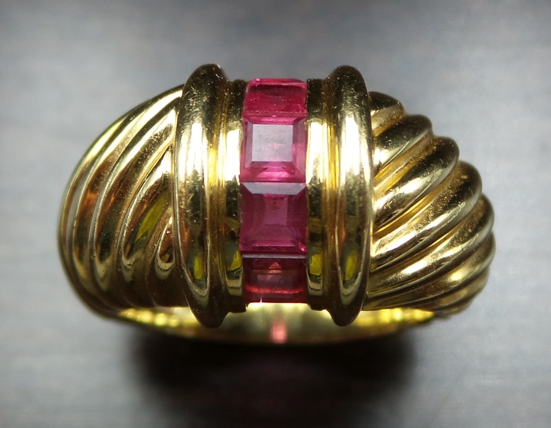 David Yurman | Rare Vintage DAVID YURMAN 18K Gold & Ruby Dome Ring ...