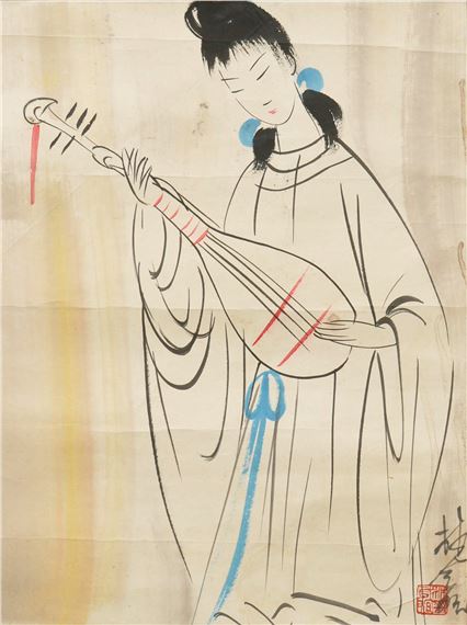 Lin Fengmian | Biwa maid | MutualArt