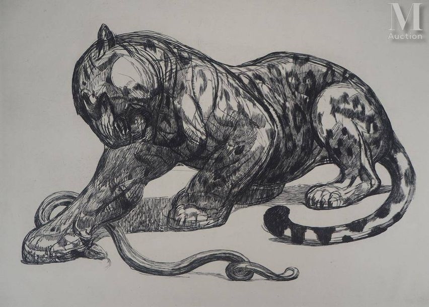 Paul Jouve | Jaguar et serpent (1926) | MutualArt
