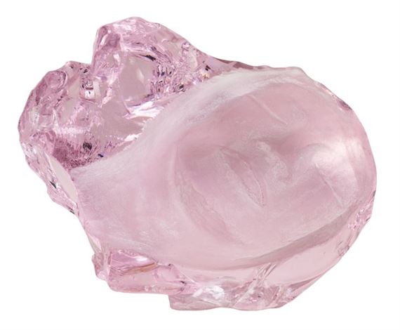 Pascal | Head carved from a block of pink glass | MutualArt