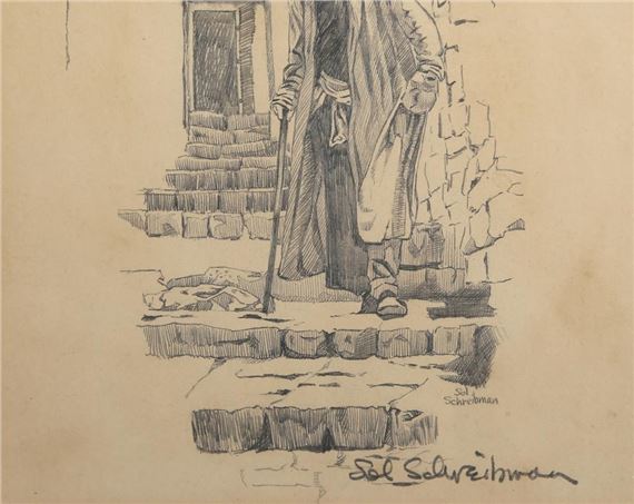 Sol Schreibman | Man Walking Streets | MutualArt