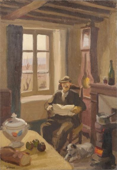 Jules Émile Zingg | Man Reading | MutualArt