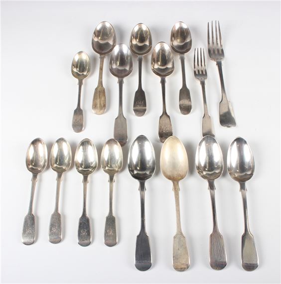 George Adams | A group of Victorian silver Fiddle pattern cutlery (1852 ...