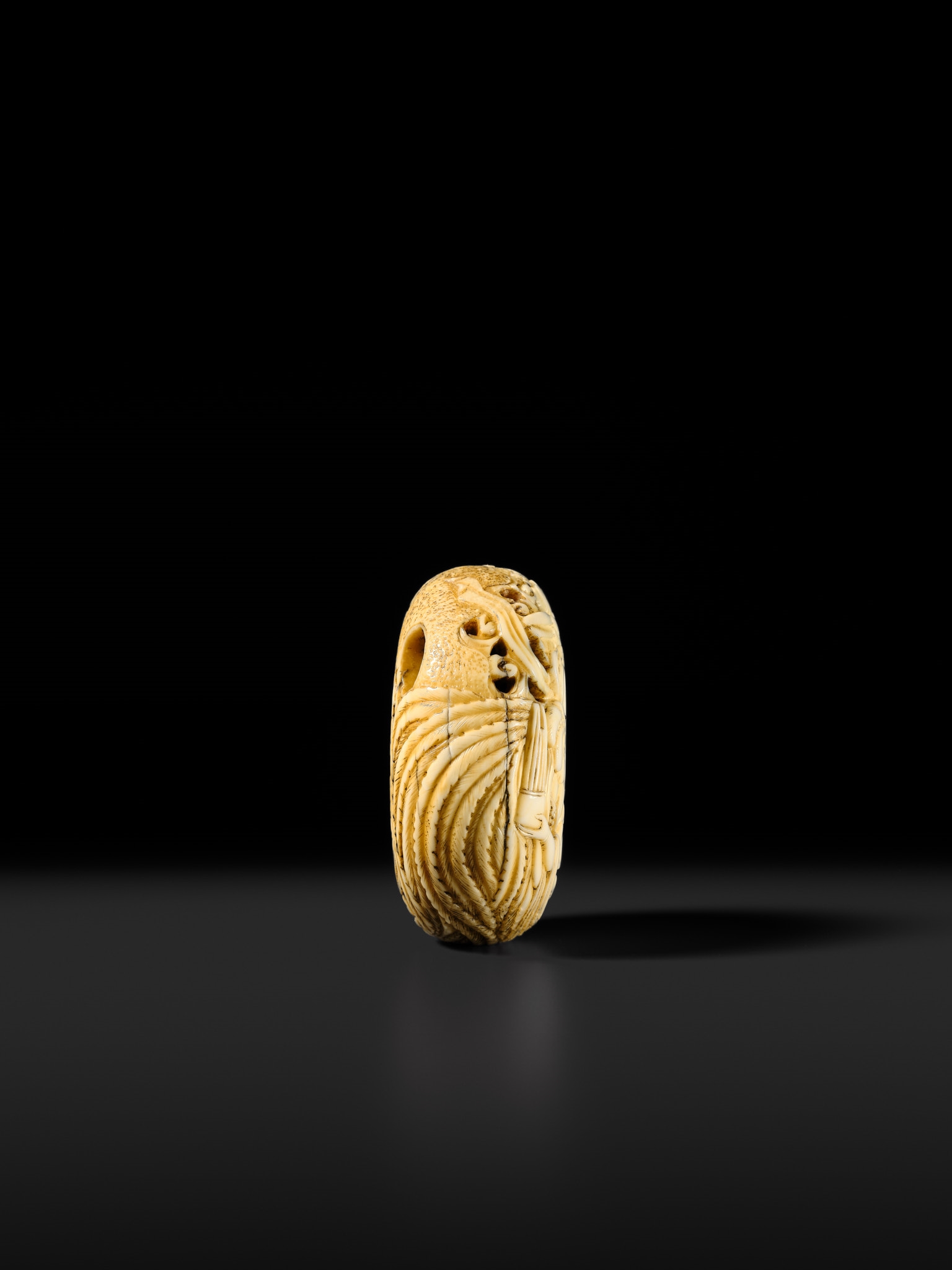 Walrus Tusk | A LARGE AND RARE WALRUS TUSK RYUSA MANJU NETSUKE ...