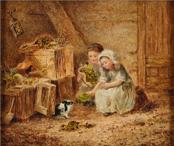 John Henry Dell | Feeding the Rabbits | MutualArt