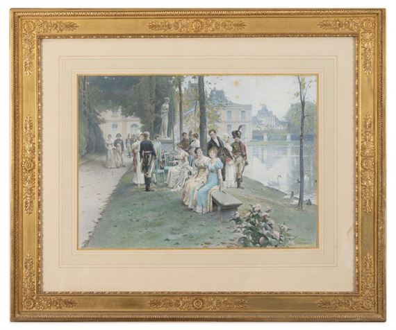 Adrien Moreau | Napoleon I and the imperial court in the park at ...