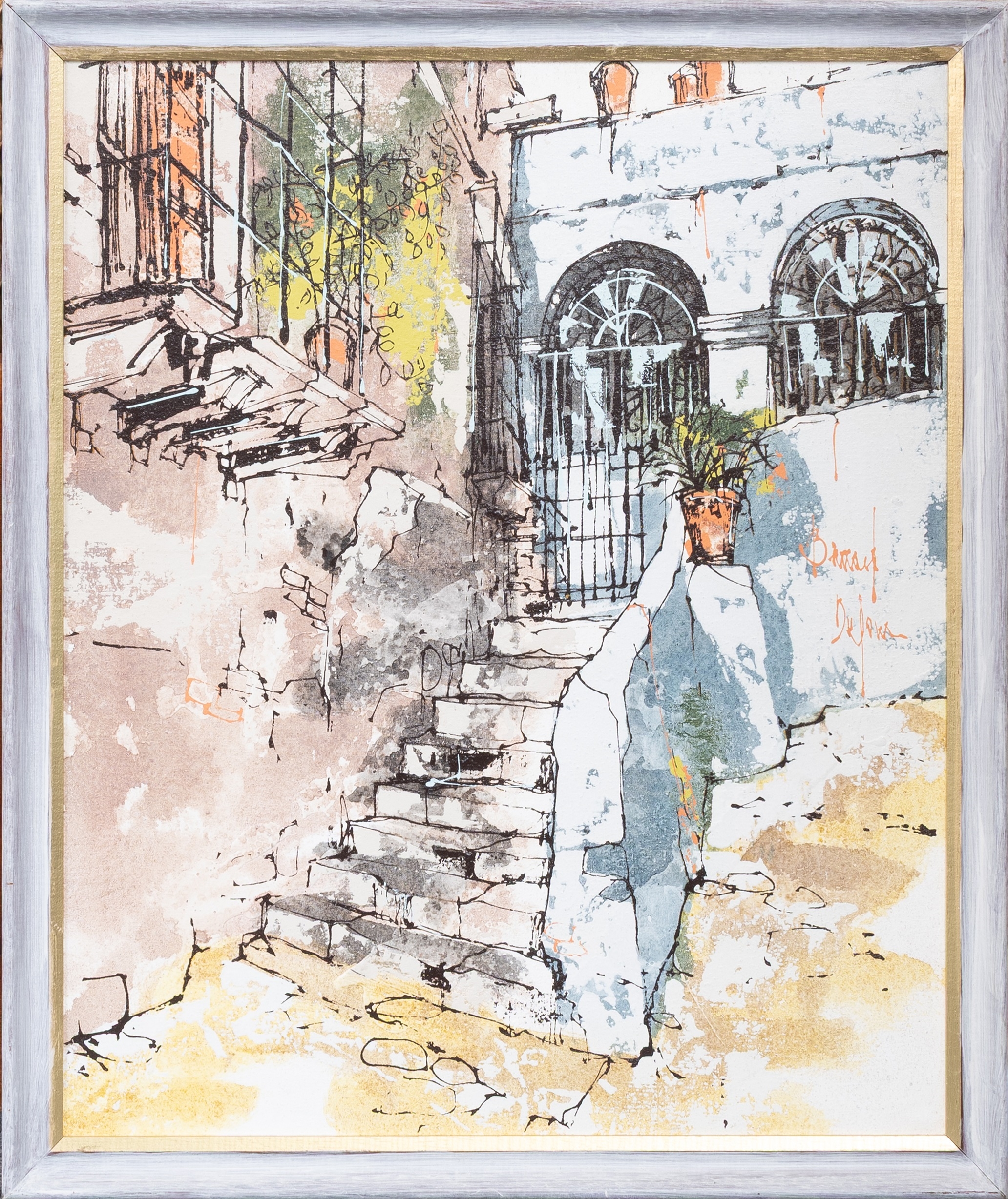 Bernard Dufour | Street scene with stone steps | MutualArt