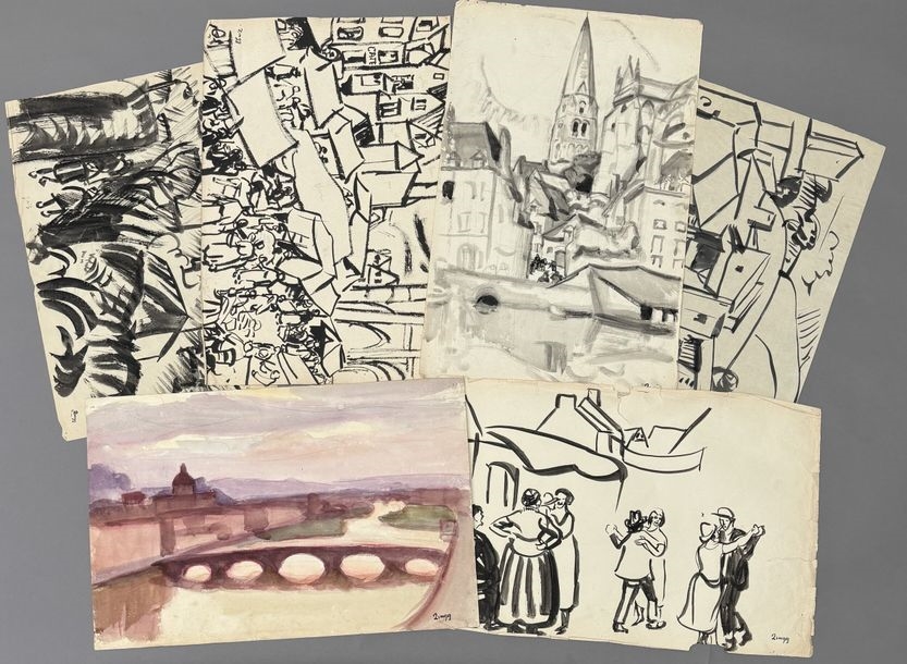 Jules Émile Zingg | Views of towns; Views of villages (sketches ...
