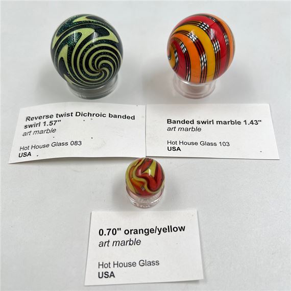 Mark Matthews | Three (3) Hot House Art Glass Marbles | MutualArt