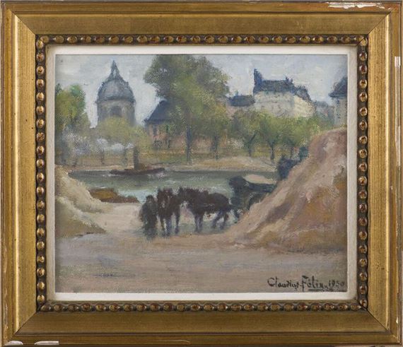 Claudius Félix | Charrette et sablière sur la Seine (1950) | MutualArt