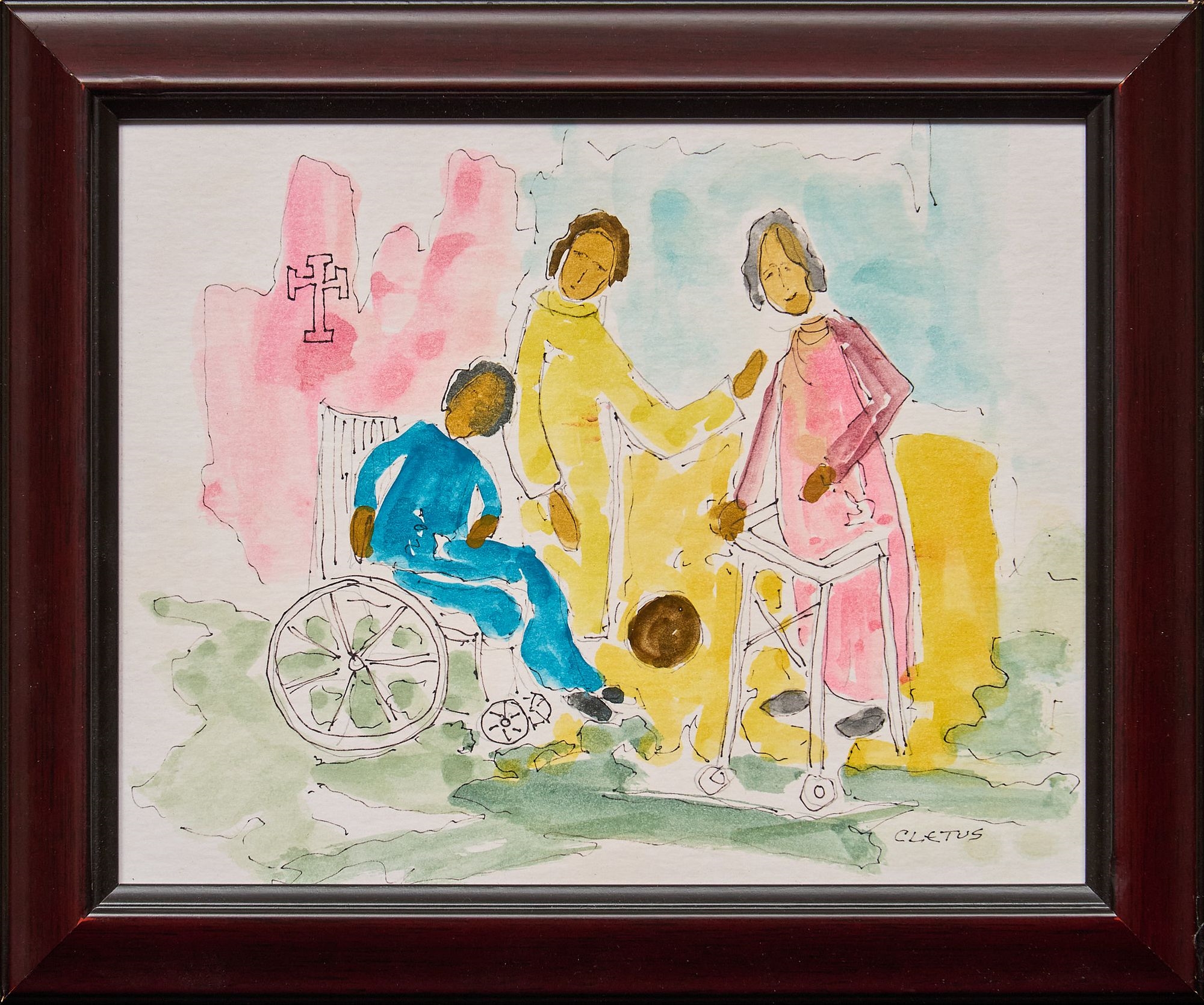 Brother Cletus Behlmann | elders with priest | MutualArt