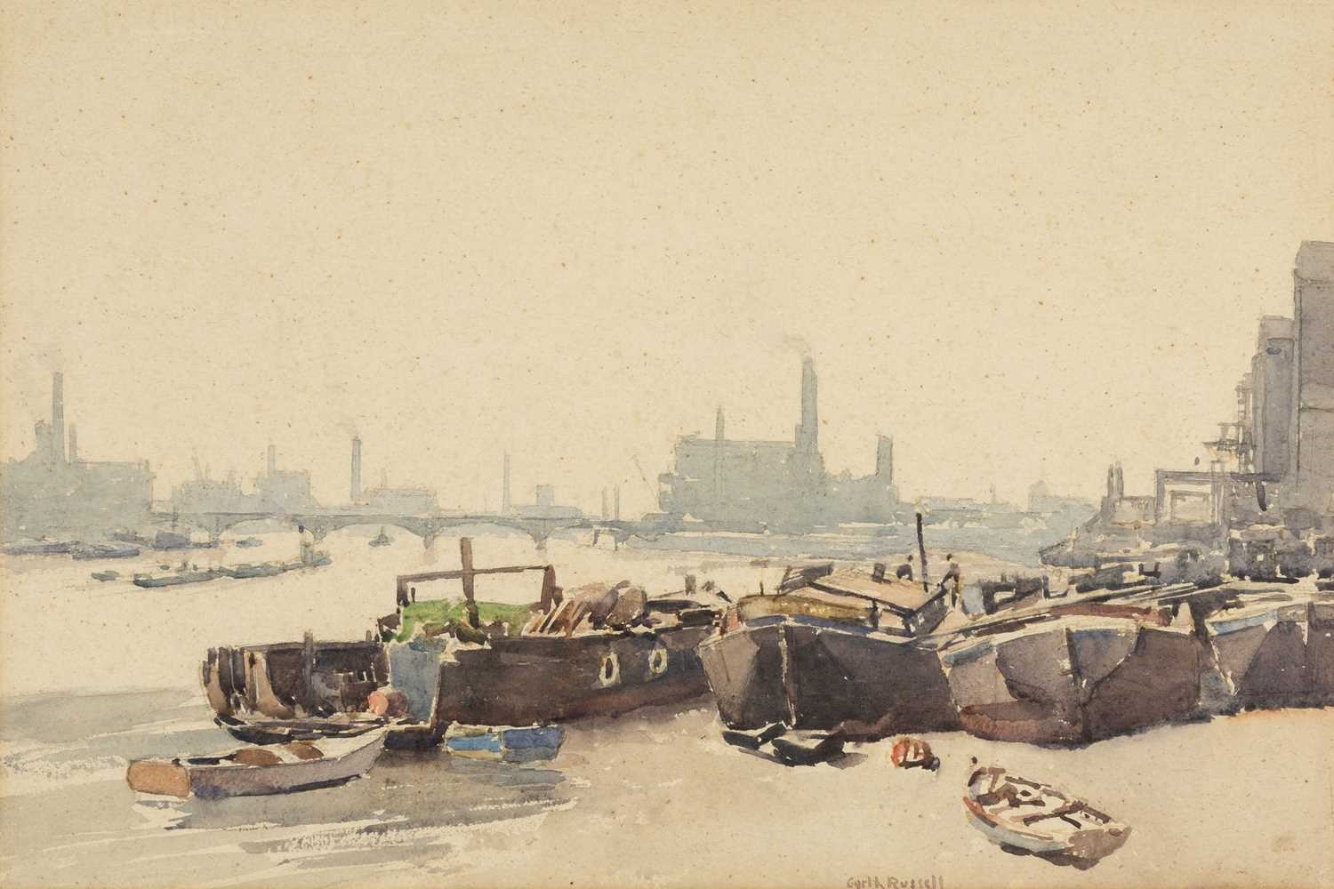 Gyrth Russell | London barges and industry along the Thames | MutualArt