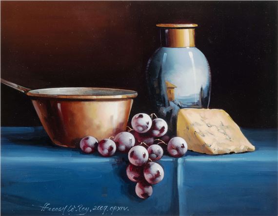 David French le Roy | Still life with cheese and grapes (2007) | MutualArt