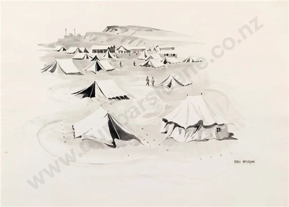 Peter McIntyre | Maadi Camp in the Early Days of 1940 (1940) | MutualArt