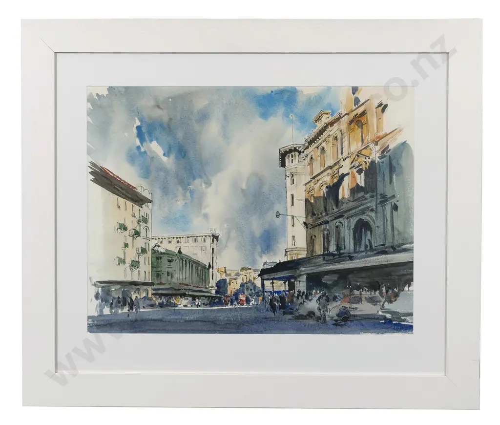 Peter McIntyre | Peter McIntyre (1910 - 1995) - Lambton Quay | MutualArt