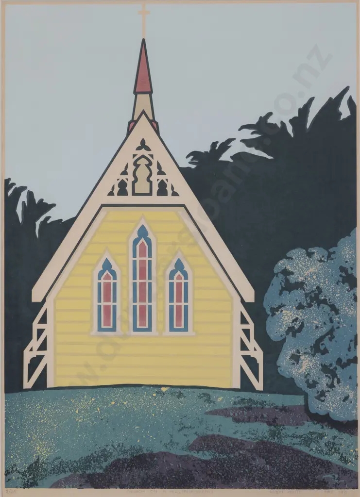 Robin White | Robin White (b 1946) - Church on a Hill - Pauatahanui ...