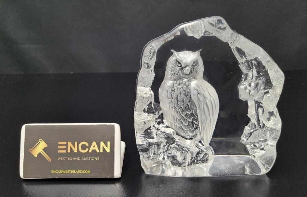 Mats Jonasson | Mats Jonasson Crystal Owl Sculpture | MutualArt