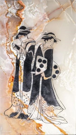 David Bernett | JAPANESE WOMEN IN KIMONO ONYX PANEL | MutualArt