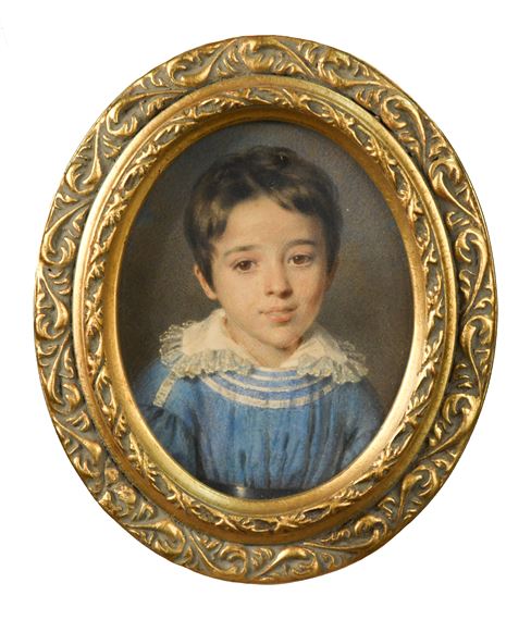 Frédéric Millet | Portrait of a boy dressed in blue (1827) | MutualArt