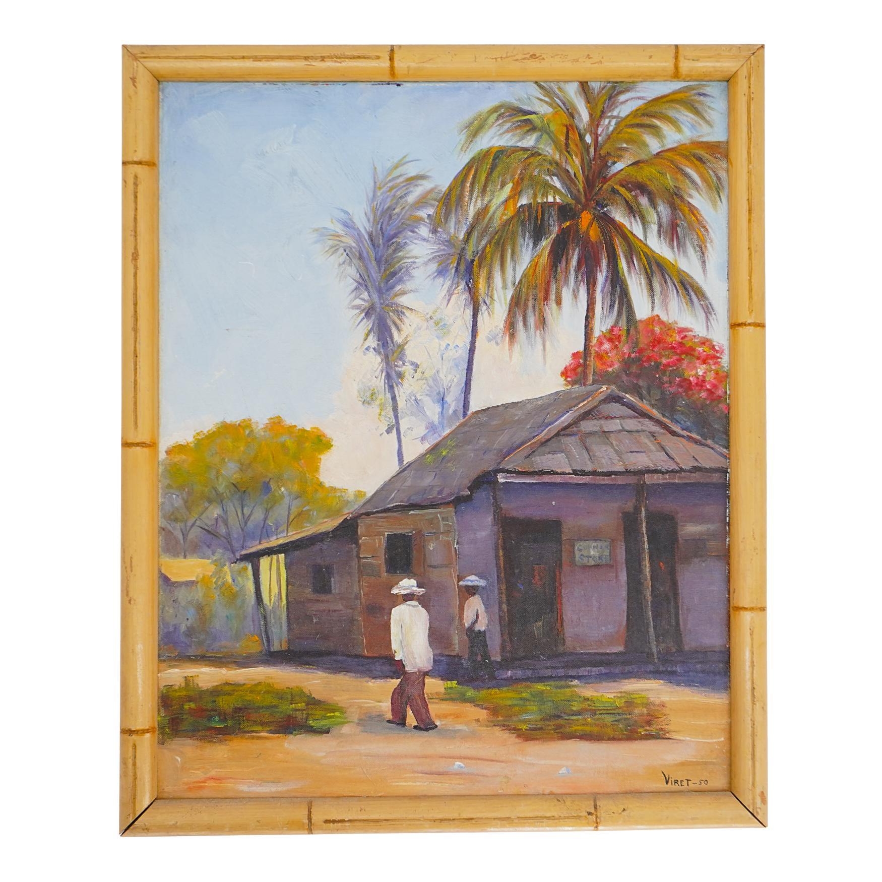 Margaret Viret | A corner store with palm trees | MutualArt