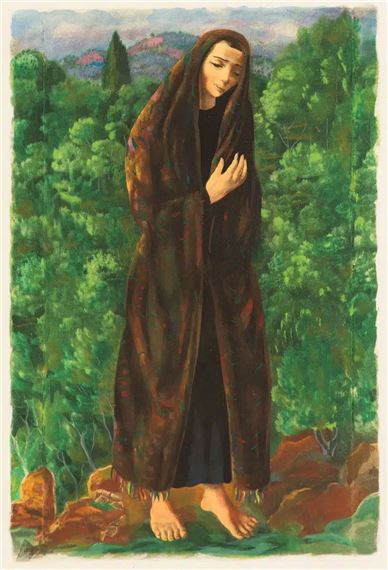 Moïse Kisling | JEUNE FEMME BLONDE AU FICHU ROSE (1935) | MutualArt