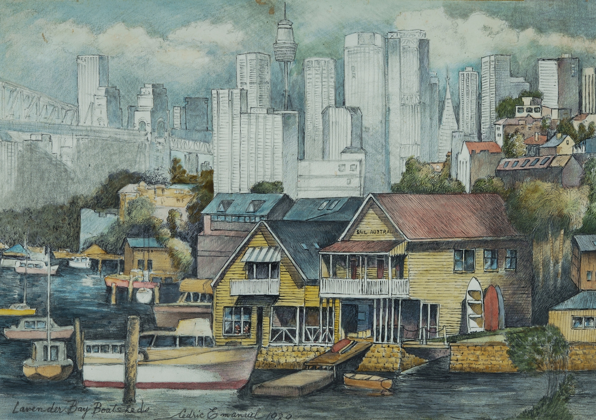 Cedric Emanuel | Lavender Bay Boatsheds (1989) | MutualArt