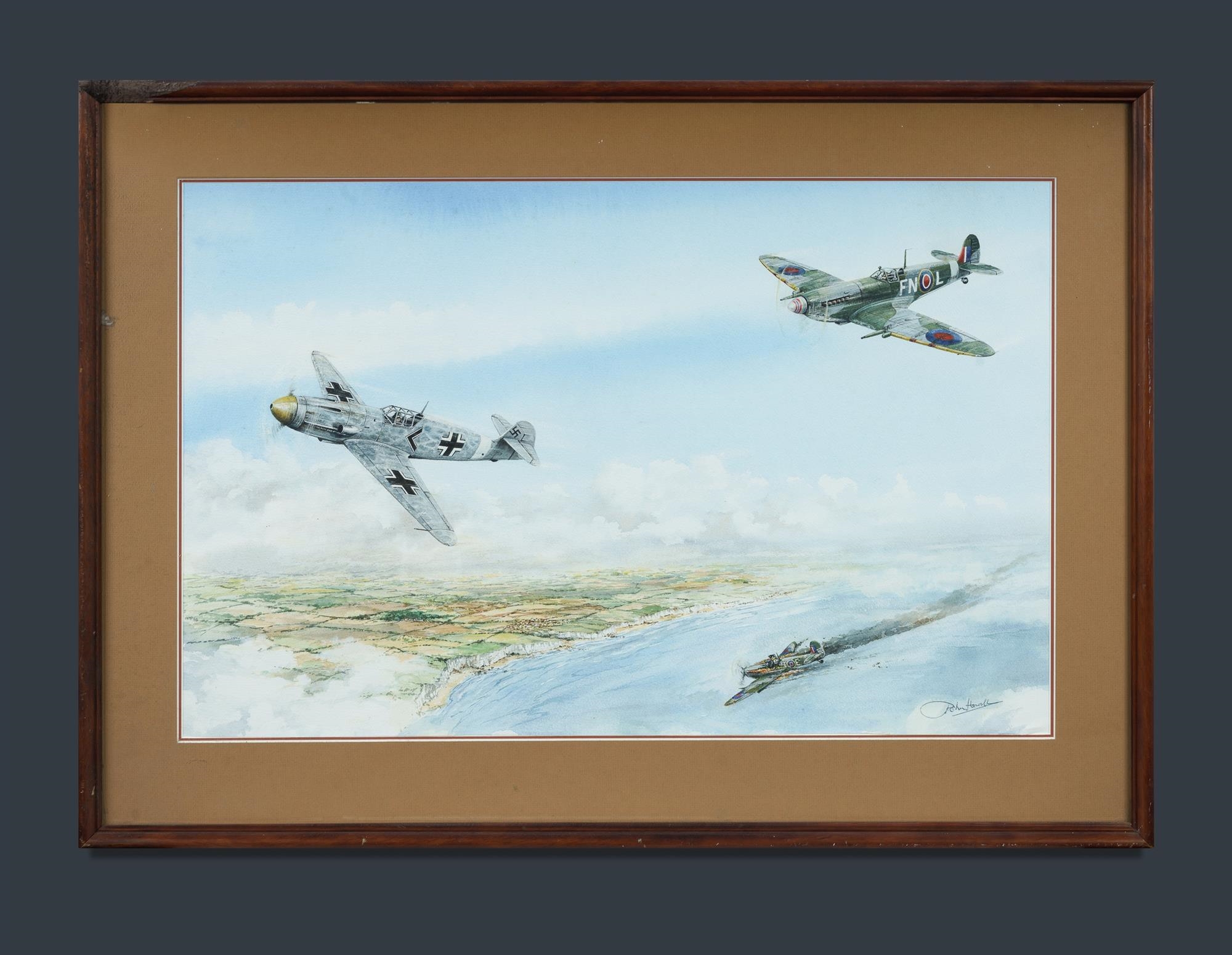 John Howell | German Messerschmitt Under Attack by Spitfire Over ...