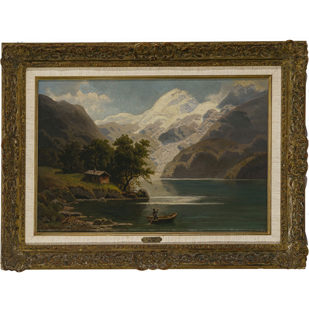 Ernst von Raven | Mountain lake with Titlis in the background | MutualArt