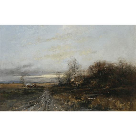 Anton Windmaier | Field path with farmstead in the Moss | MutualArt