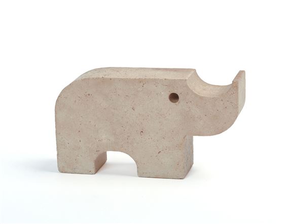 Enzo Mari | Enzo Mari Travertine Rhinoceros Sculpture | MutualArt