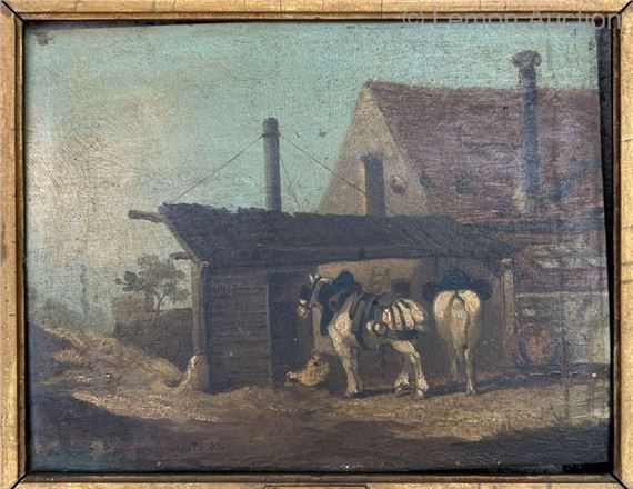 Jules Jacques Veyrassat | Horses in the stable (1882) | MutualArt