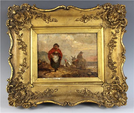 Welsh School, 19th Century | A hilltop scene with Welsh woman in ...