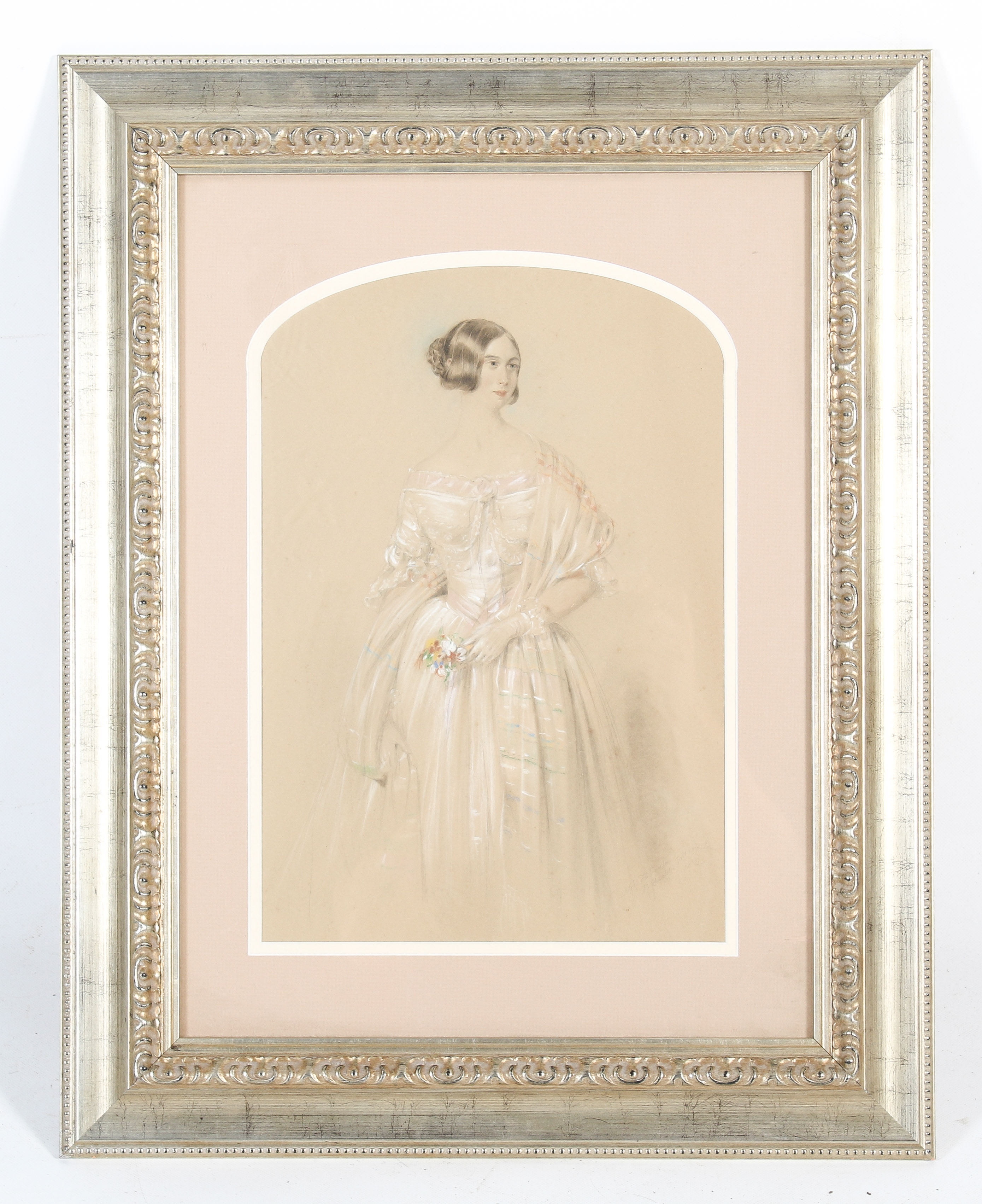 Alfred Henry Taylor | Victorian chalk portrait of a lady holding a posy ...
