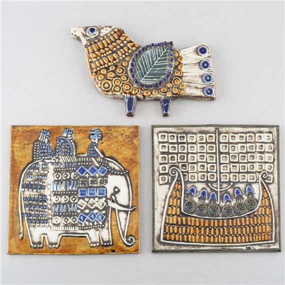 Lisa Larson | Lisa Larson, three stoneware wall reliefs, Gustavsberg ...