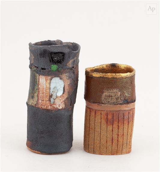 Robin Welch | a cylindrical stoneware vessel with stepped rim partially ...