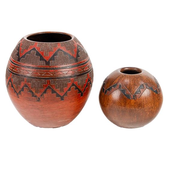 Lorraine Williams | Two Lorraine Williams (b. 1955) Navajo handcoiled ...