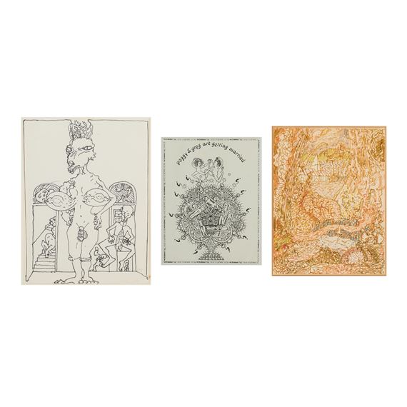 Gregory Gillespie | two drawings and a print (1974) | MutualArt