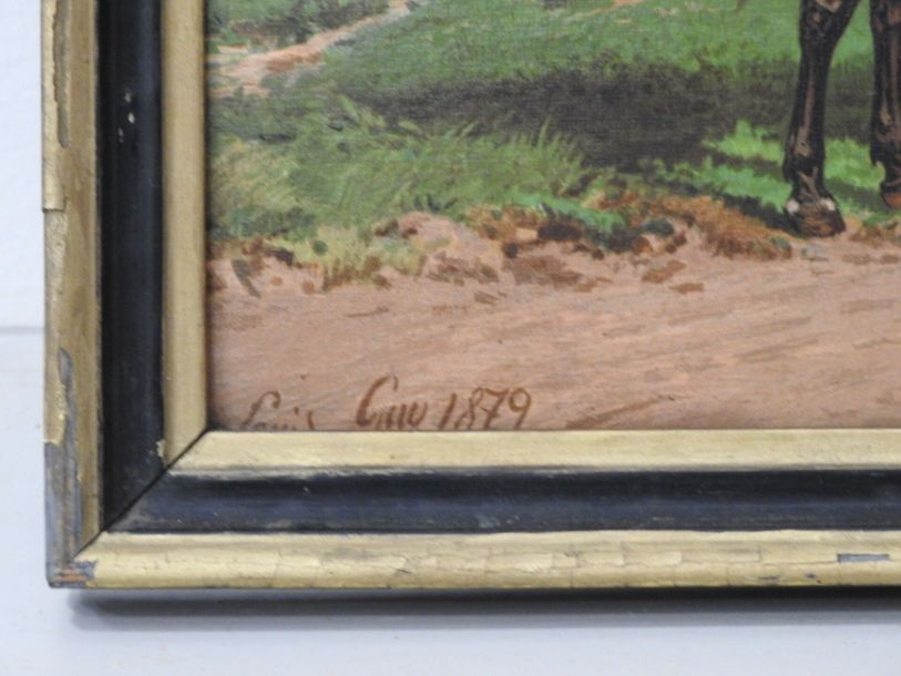 Louis Guy | Horse and hunting dog (1879) | MutualArt