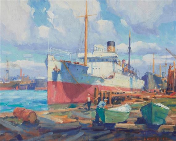Joe Duncan Gleason | Fitting out the S.S. Chapas, Craig Shipyard, Long ...
