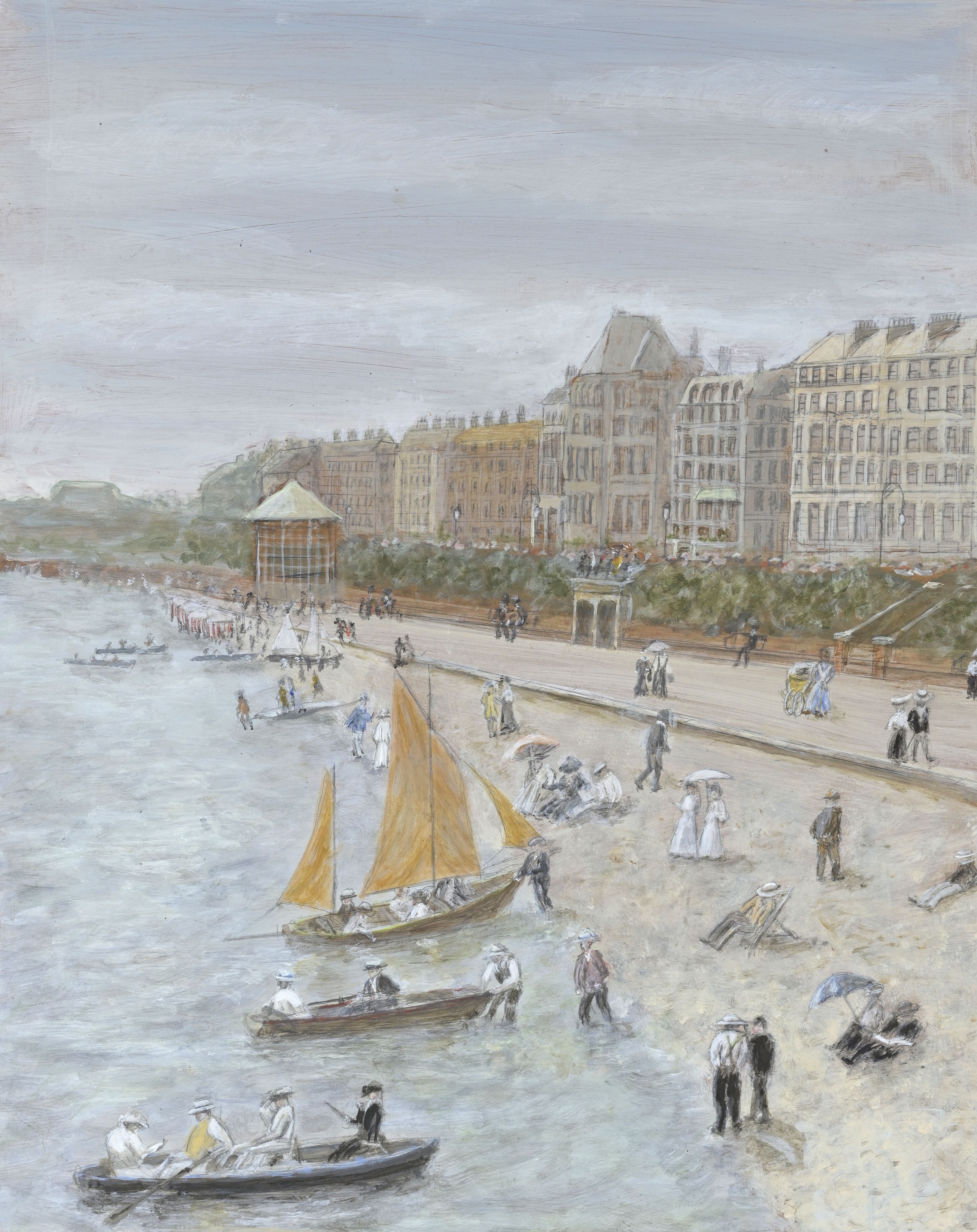 Jean-François Raffaëlli | a coastal promenade with leisure boats and ...